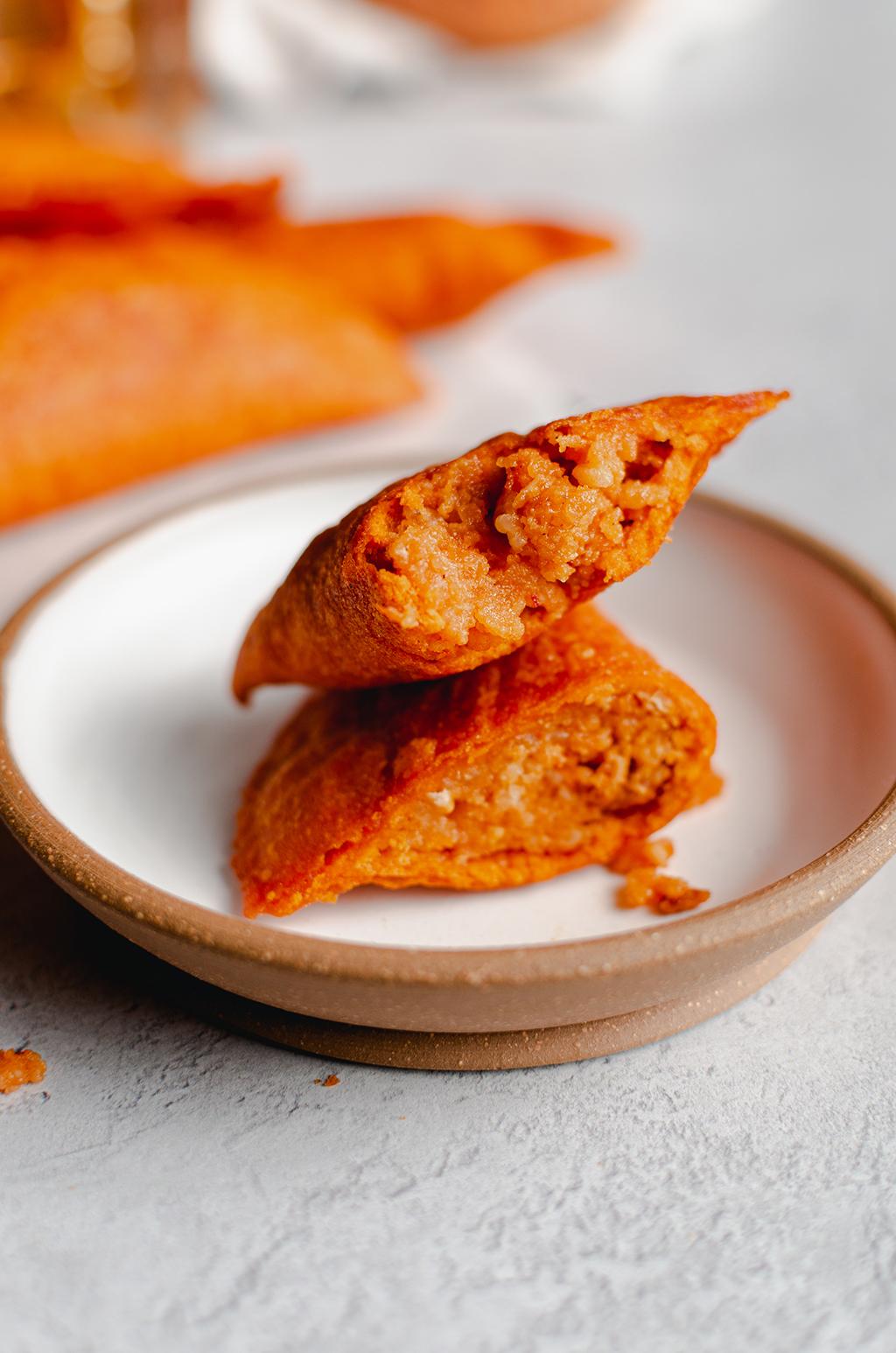 Vegan CHamoru Empanådas (Fried Red Rice Turnovers) - Floured Frame
