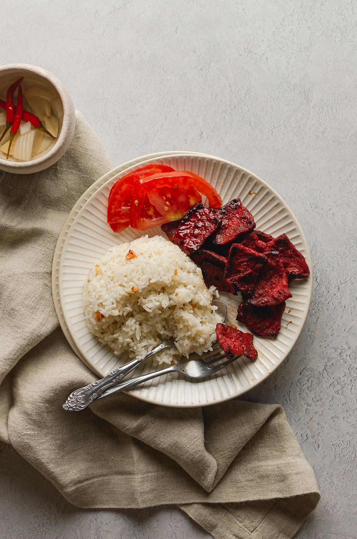 Vegan Filipino Tocino - Filipino Recipe - Floured Frame