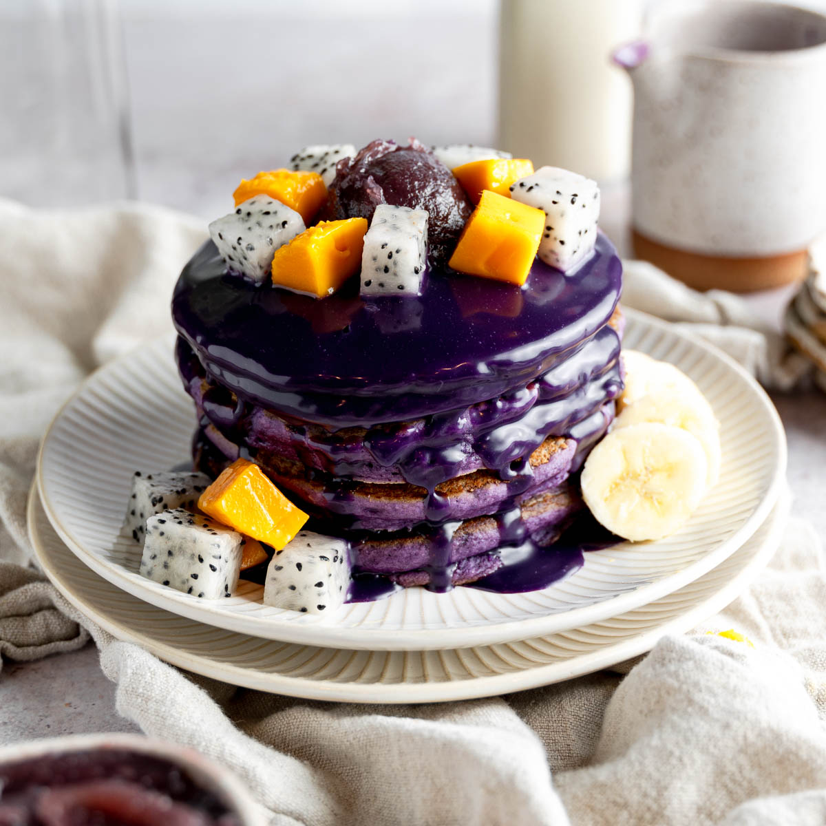 Vegan Ube Pancakes - Floured Frame