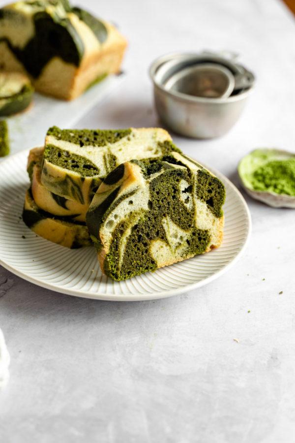 Vegan Matcha Marble Cake - Floured Frame
