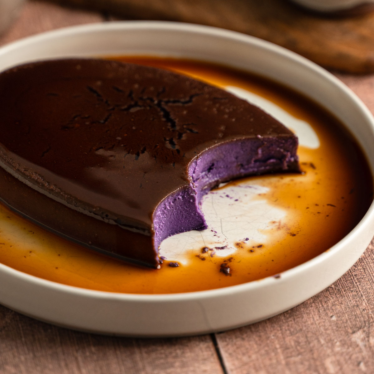 Vegan Ube Leche Flan - Floured Frame
